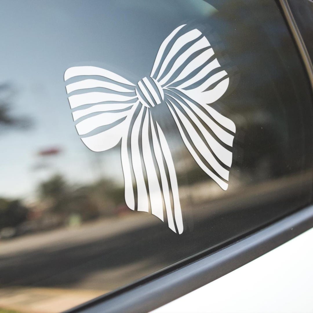 Striped Bow Vinyl Decal: Car, Window, Laptop Sticker - Etsy