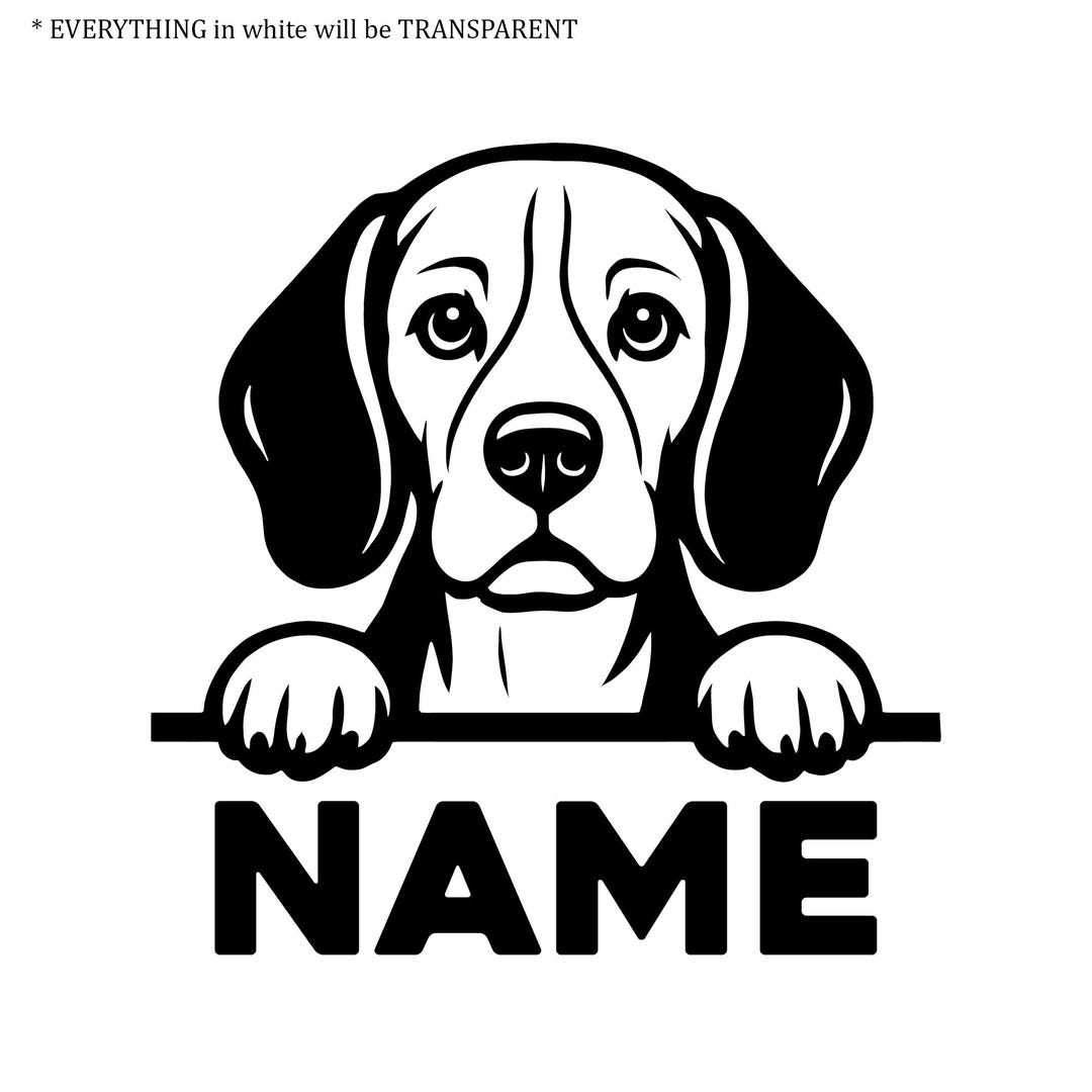 Custom Beagle Name Vinyl Decal, Dog Owner, Dog Lover, Beagle Breed, Dog ...