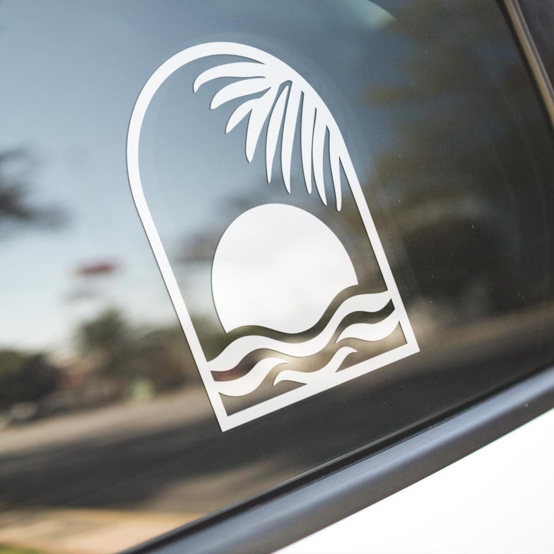 Coastal Views Vinyl Decal | Palm Tree Beach Sunset Decal - Etsy