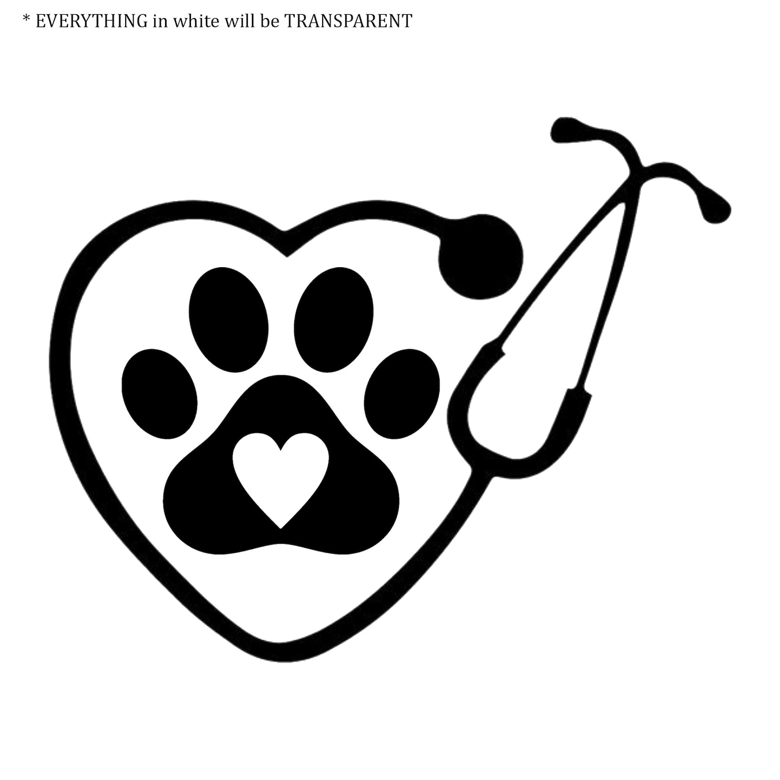 Paw Print Stethoscope Vinyl Decal Vet Decal Veterinarian - Etsy