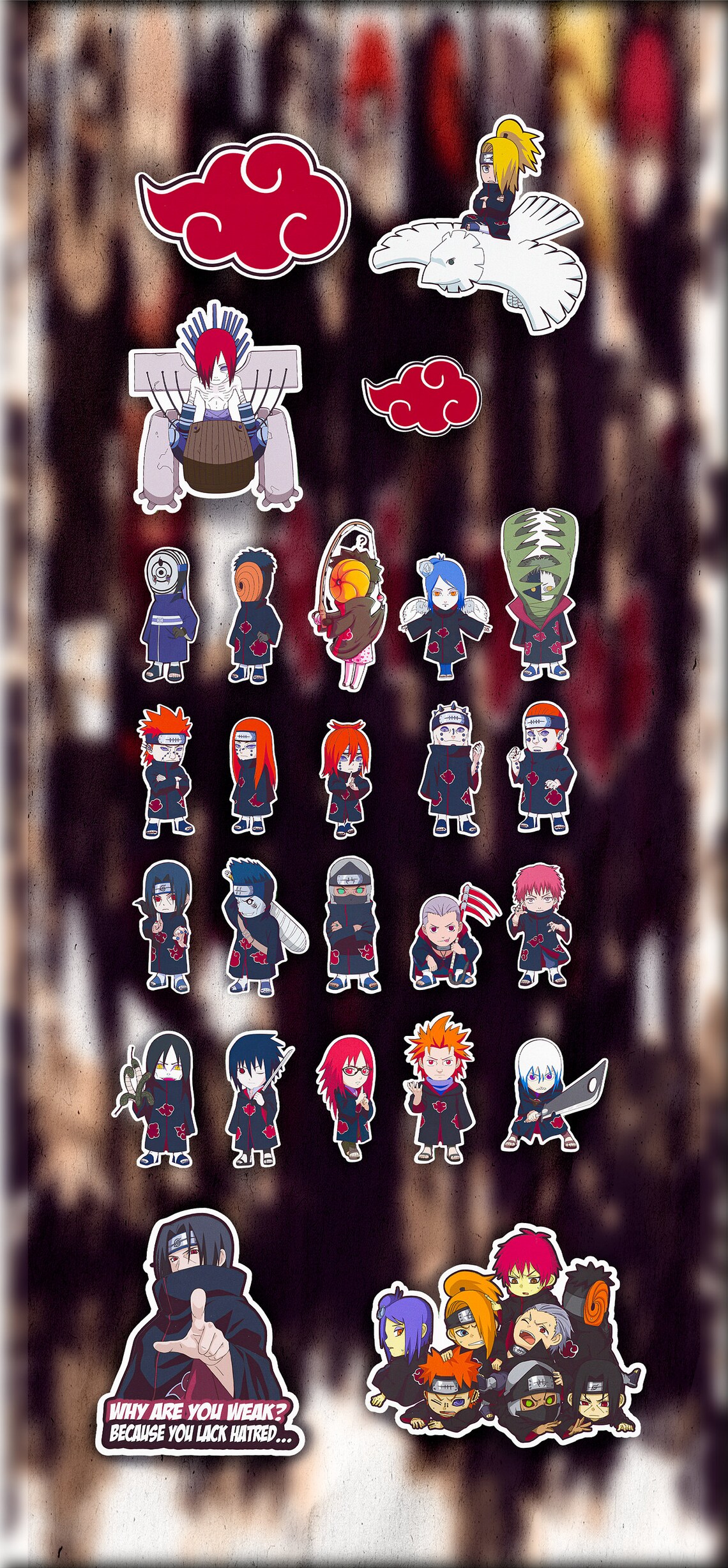 Naruto Shippuden Akatsuki Sticker Glossy Multicolored Paper | Etsy