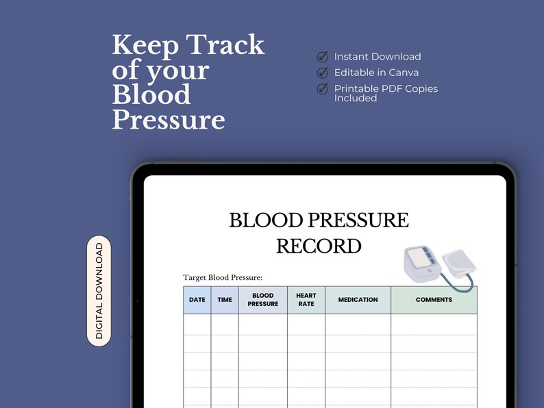 Blood Pressure Log | Printable Blood Pressure Chart and Diary ...