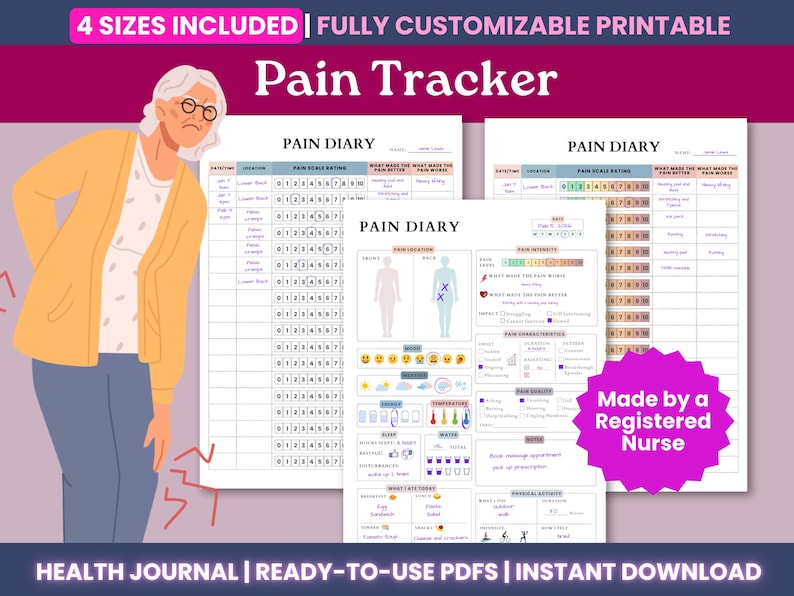 Pain Diary Printable – Editable Chronic Pain Tracker (a4/a5/letter ...