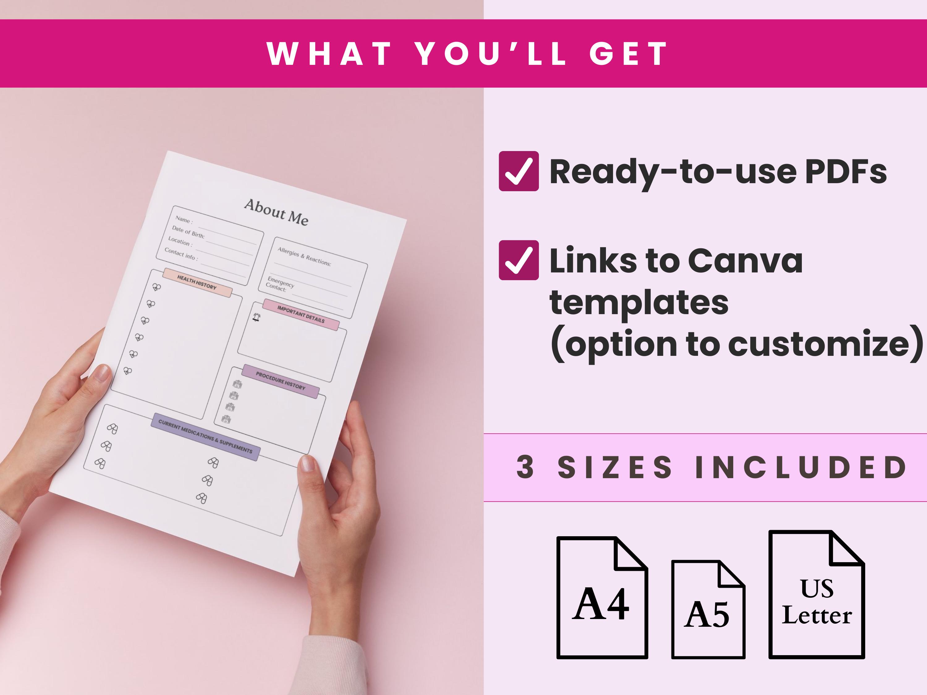 Editable Printable Medical Binder and Family Medical Planner - Medical ...