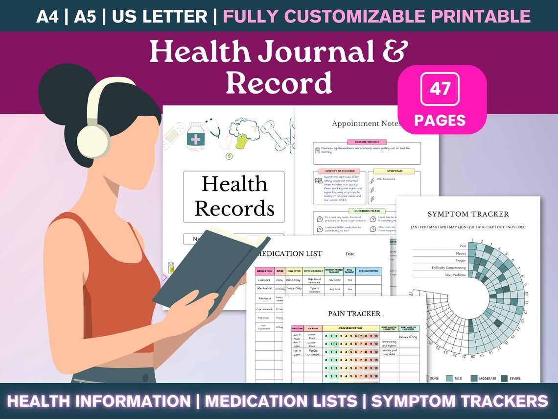 Editable Printable Medical Binder - Family Medical Journal, Medical ...