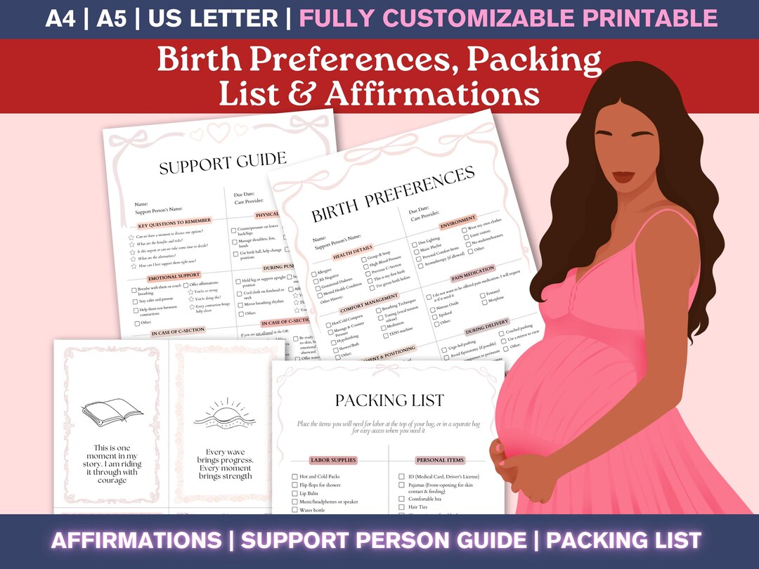 Birth Preferences | Birth Plan Template | Editable Birth Preference ...