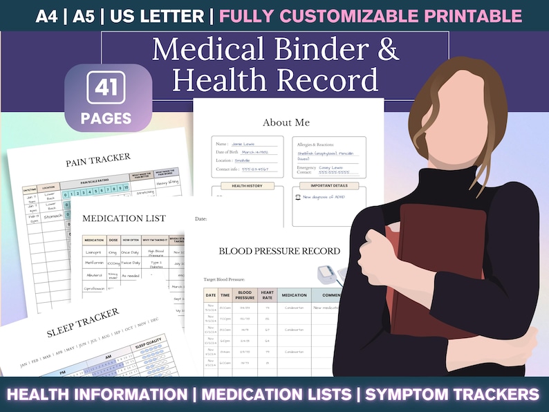 Editable Printable Medical Binder PDF - Family Medical Planner, Medical ...
