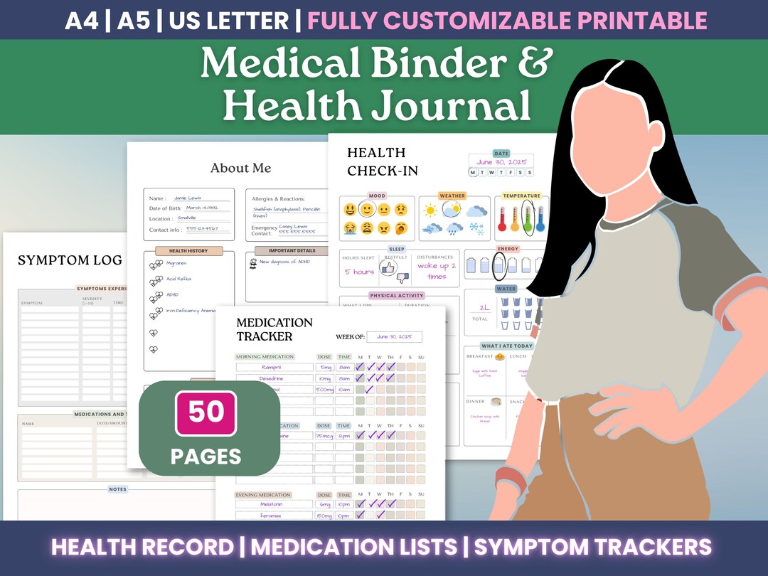 Editable Printable Medical Journal and Family Medical Planner - Medical ...