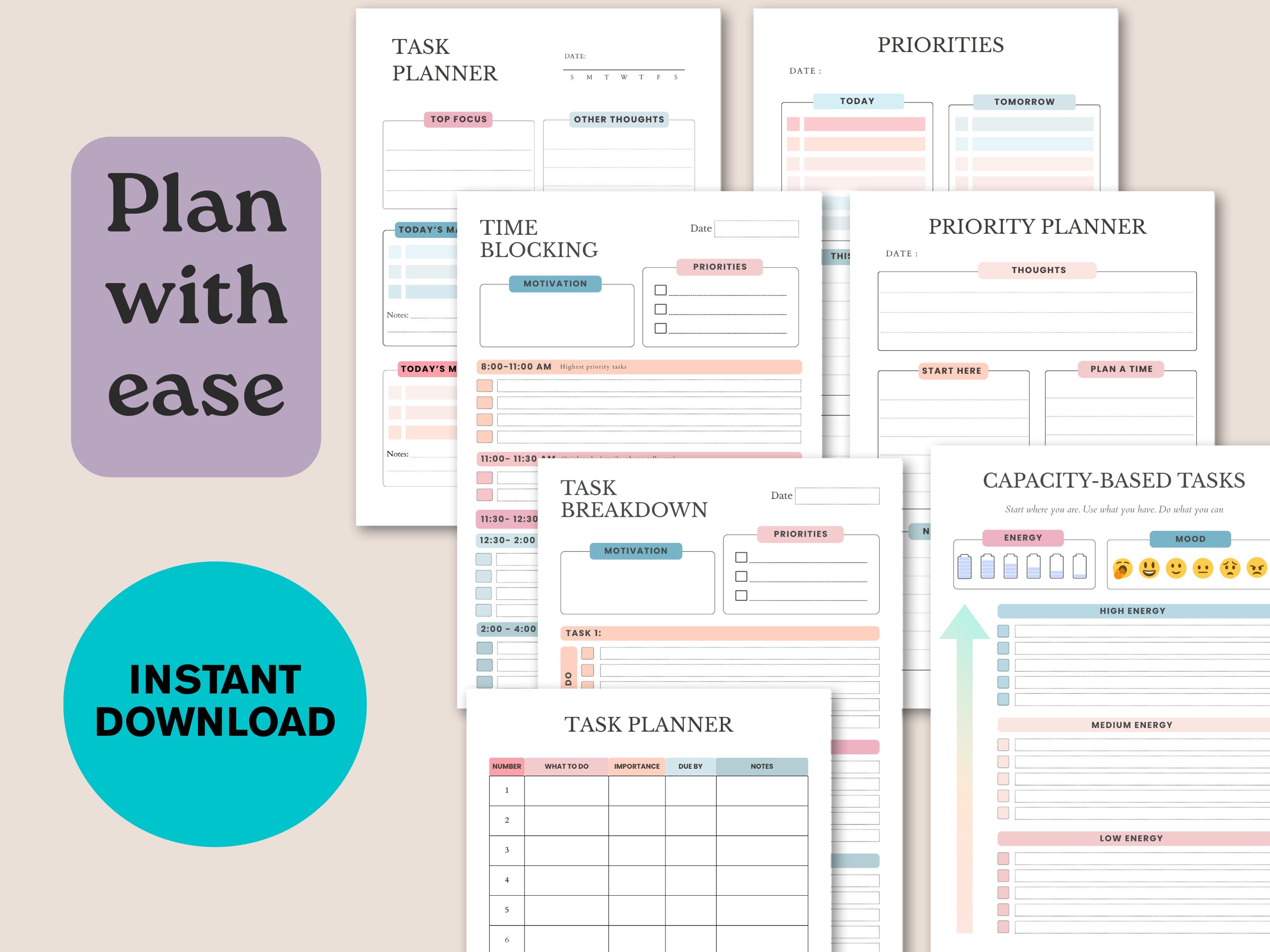 ADHD Brain Dump Template and Health Planner Editable Printable ...