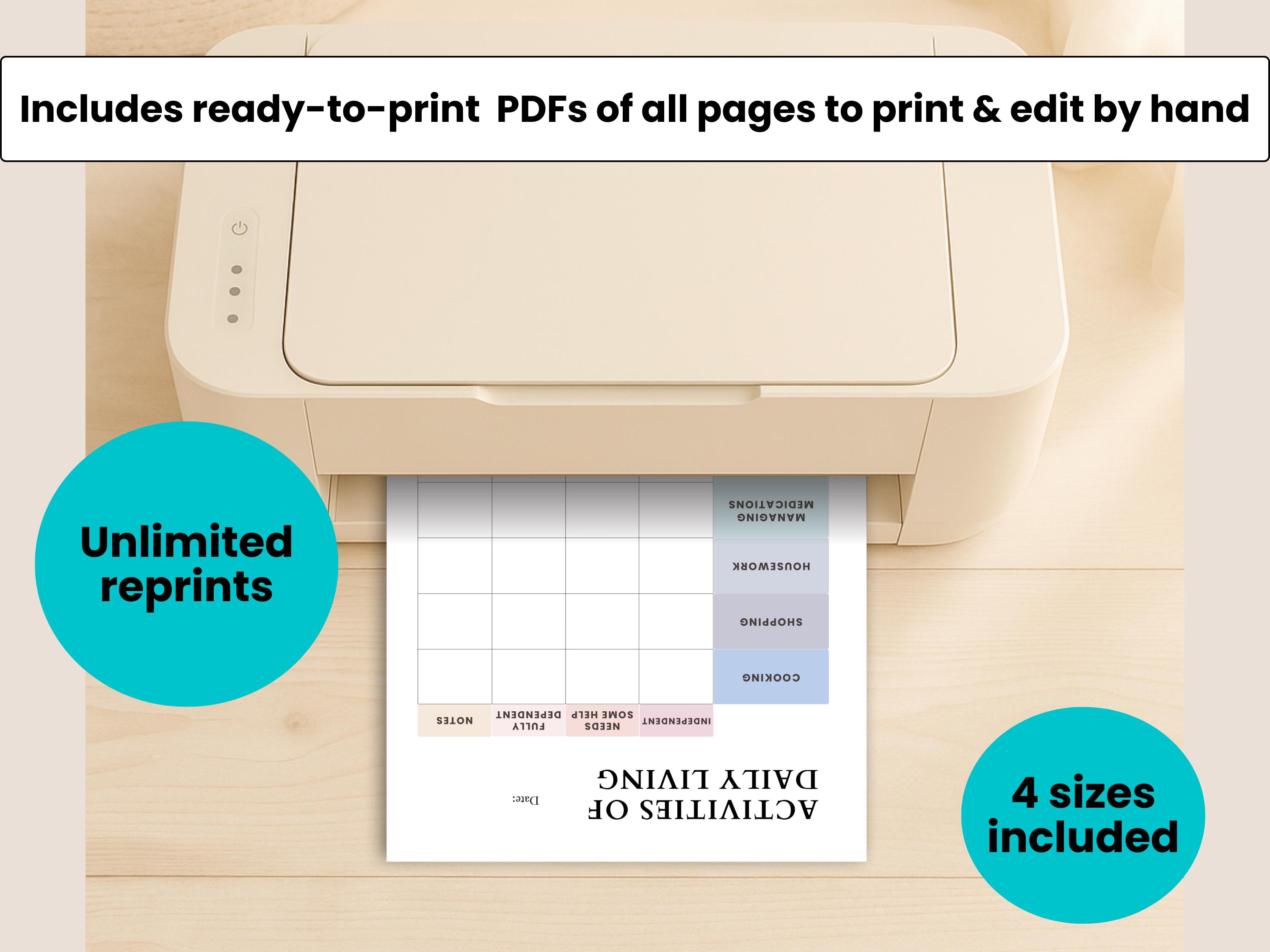 Personal Care Planner Printable PDF - Editable Caregiver Checklist ...