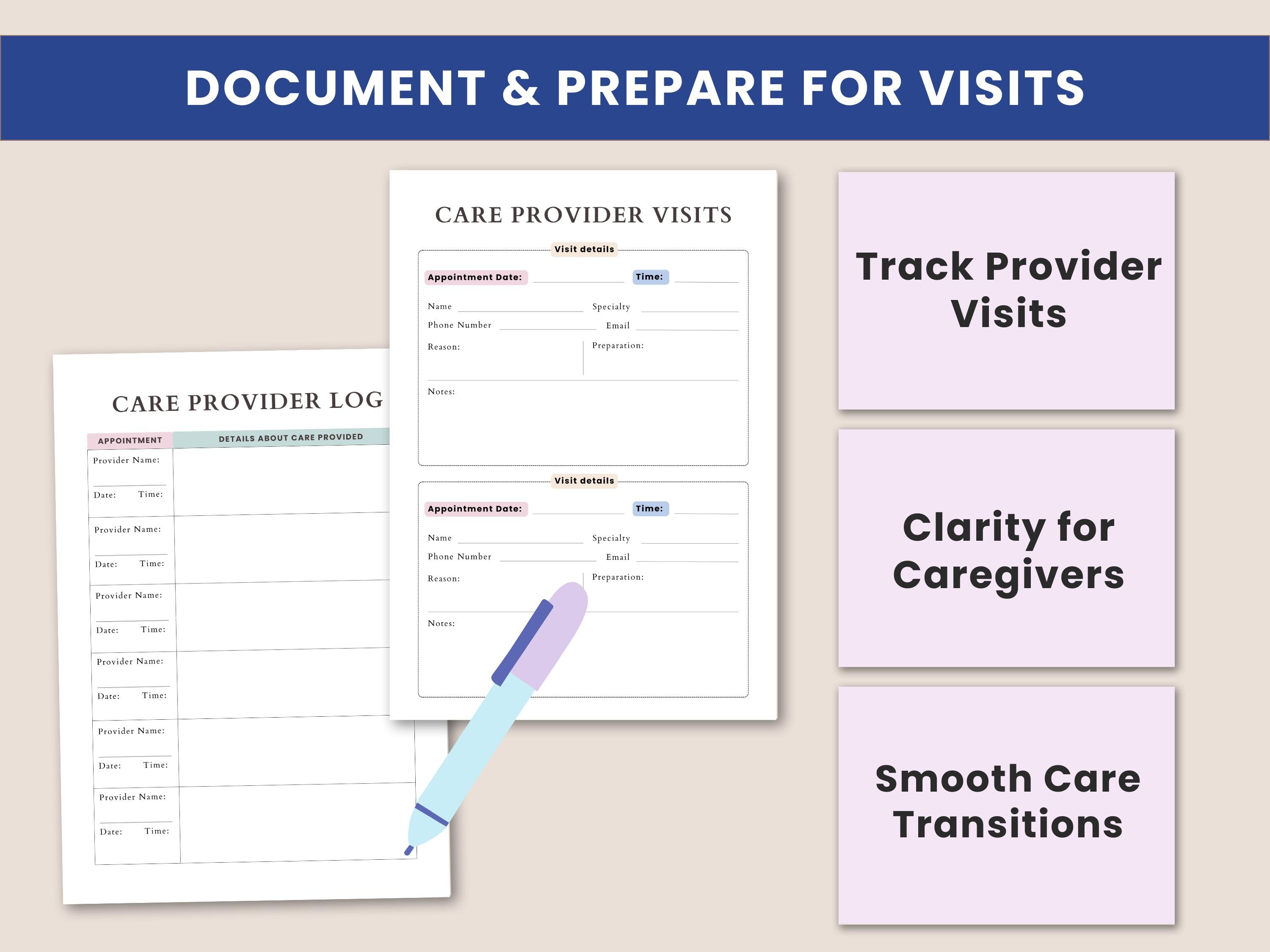 Caregiver Communication Log and Care Team Organizer - Caregiver Binder ...