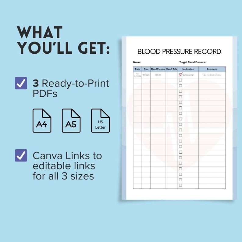 Blood Pressure Log | Printable Blood Pressure Chart and Diary ...