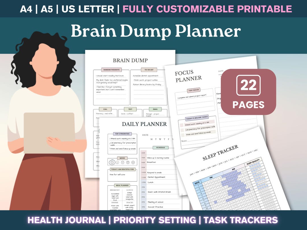 Editable ADHD Brain Dump Planner & Task Tracker – Brain Dump Sheet ...