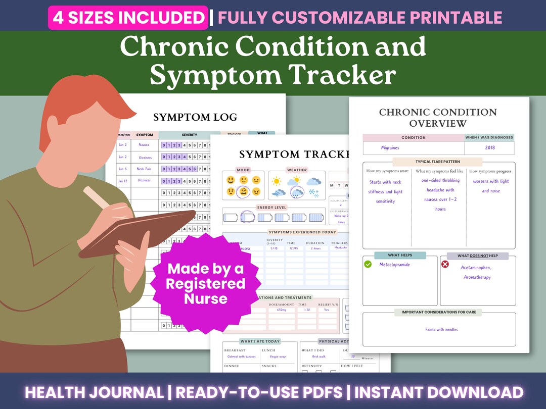 Chronic Condition and Symptom Tracker Printable PDF - Editable Medical ...