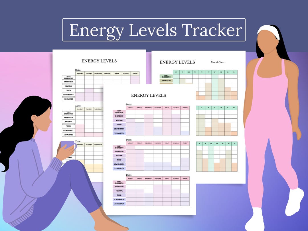 Energy Tracker Printable PDF — Daily Energy and Symptom Log, Health and ...