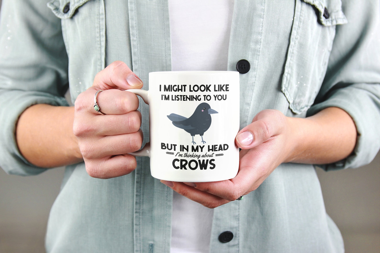 Funny Crow Mug, Crow Lover Gifts, in My Head I'm Thinking About Crows ...