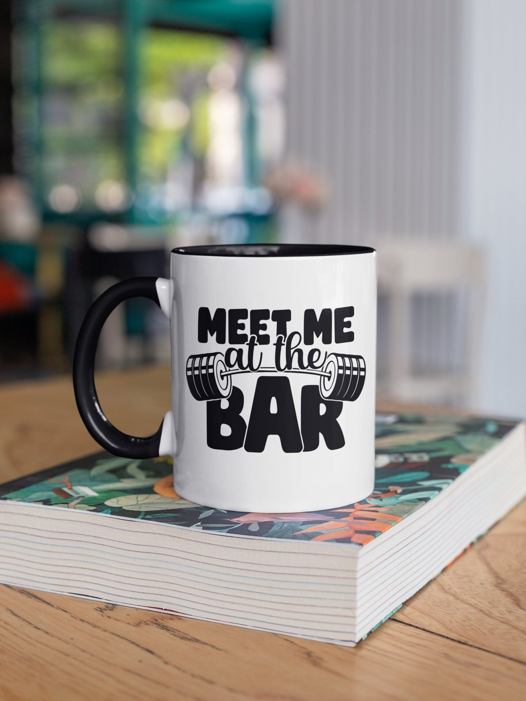 Barbell Mug, Meet Me at the Bar Workout Mug, Funny Fitness Coffee Cup ...