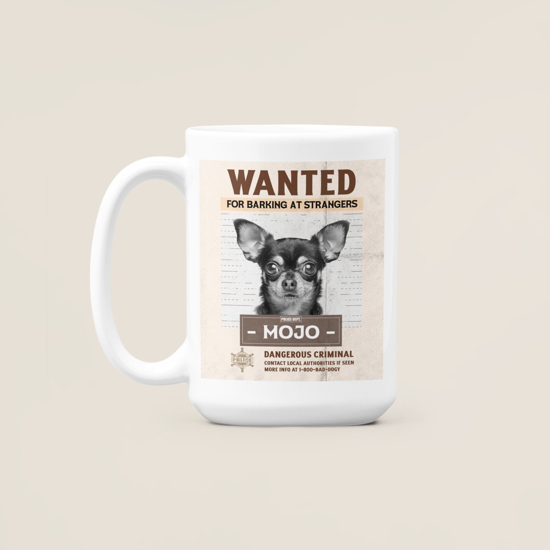 Personalized Pet Wanted Poster, Funny Dog Mugshot Mug, Cat Owner Gifts ...