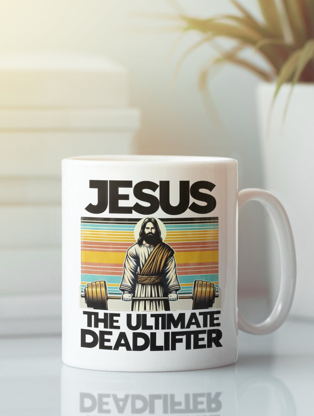 Jesus the Ultimate Deadlifter Mug, Funny Jesus Gifts, Buff Jesus Coffee ...