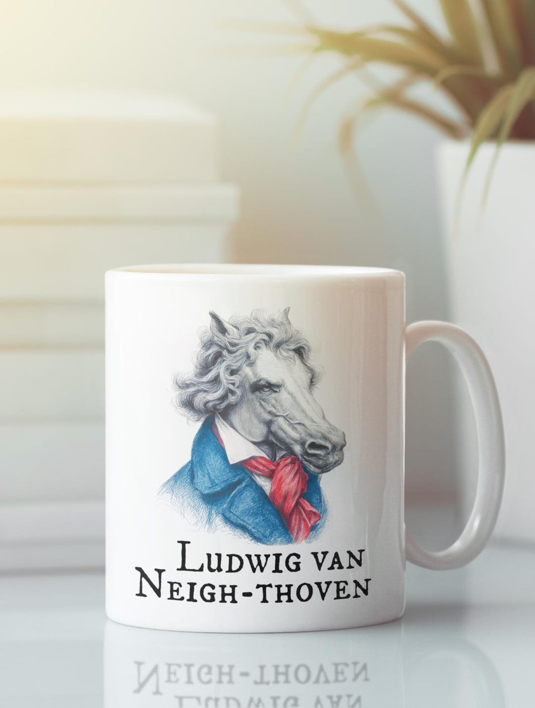 Funny Beethoven Mug, Ludwig Van Neigh-thoven Horse Composer Coffee Cup ...