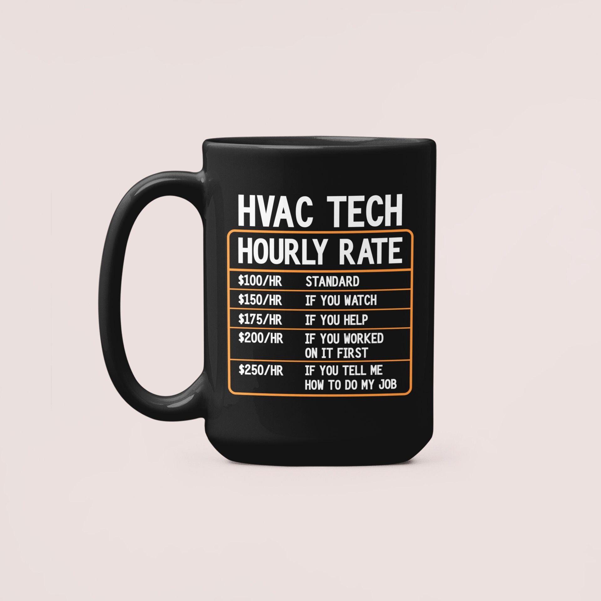 HVAC Hourly Rate Mug, HVAC Tech Gifts, HVAC Technician Mug, Funny ...