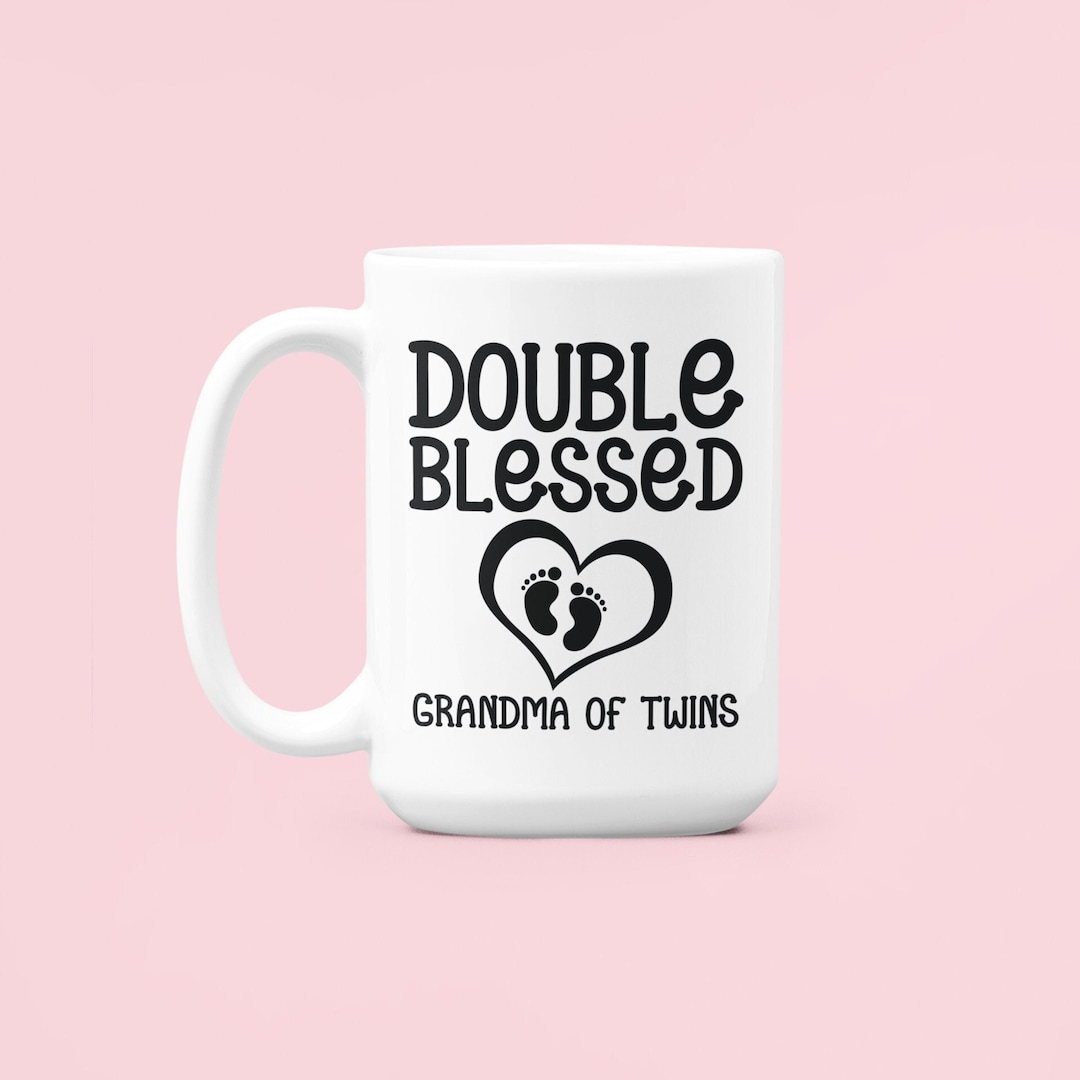 Grandma of Twins Mug, Twins Grandma Gift, Double Blessed, Cute Twins ...
