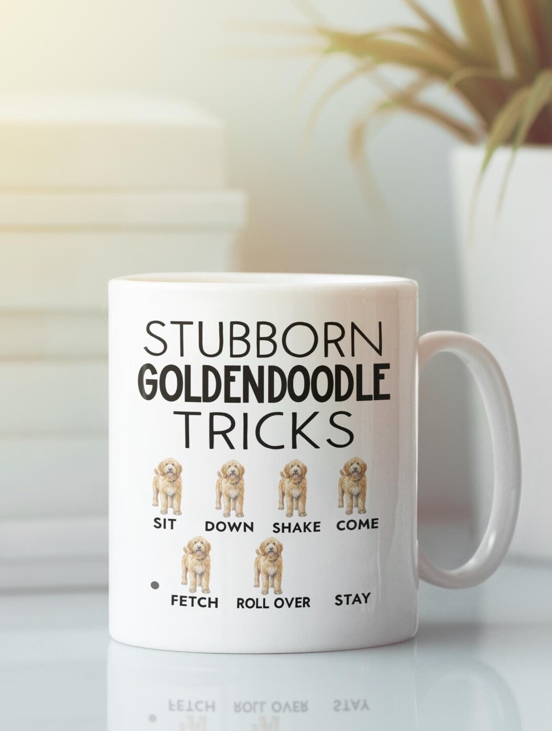 Stubborn Goldendoodle Tricks Mug, Funny Goldendoodle Mug, Pet ...