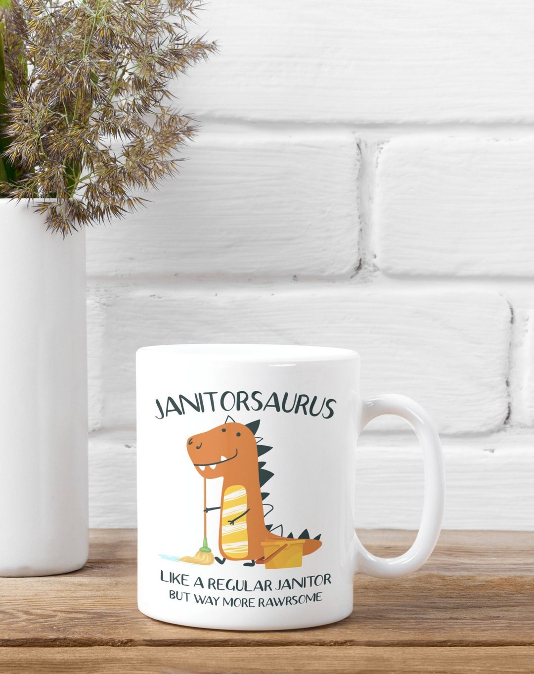 Funny Janitor Mug, Janitor Gifts, Janitorsaurus Mug, Dinosaur Janitor ...