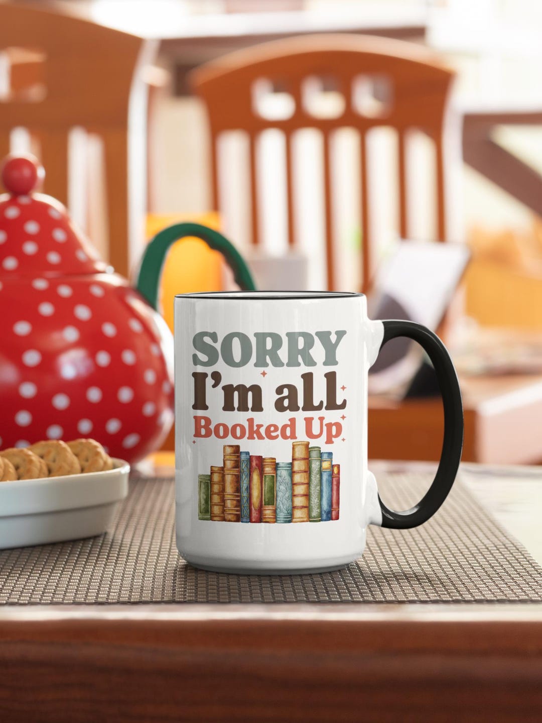 Sorry I'm All Booked up Mug, Funny Book Lover Gift, Bookworm Coffee Cup ...