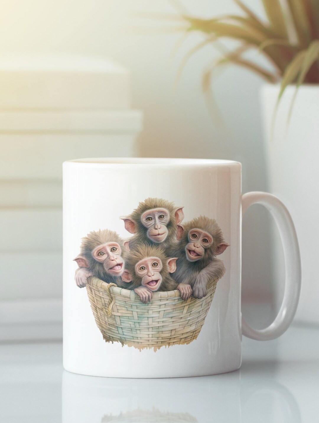 Baboon Mug, Basket of Monkeys Coffee Cup, Baboon Lover Gifts, Barrel of ...