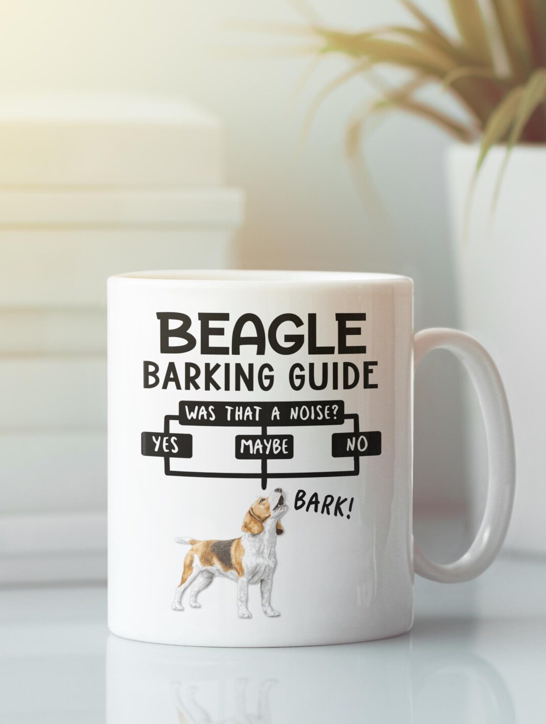 Funny Beagle Coffee Mug, Humorous Dog Barking Flowchart Guide Cup ...