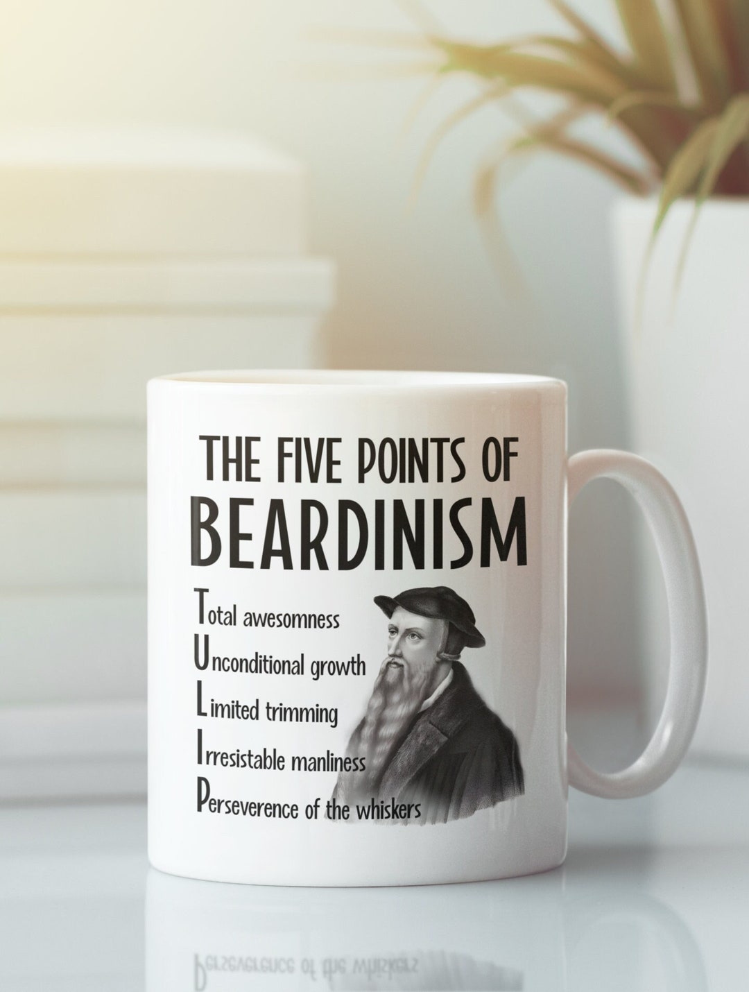 Funny Calvinist Gifts, the Five Points of Beardinism Mug, Calvinism ...