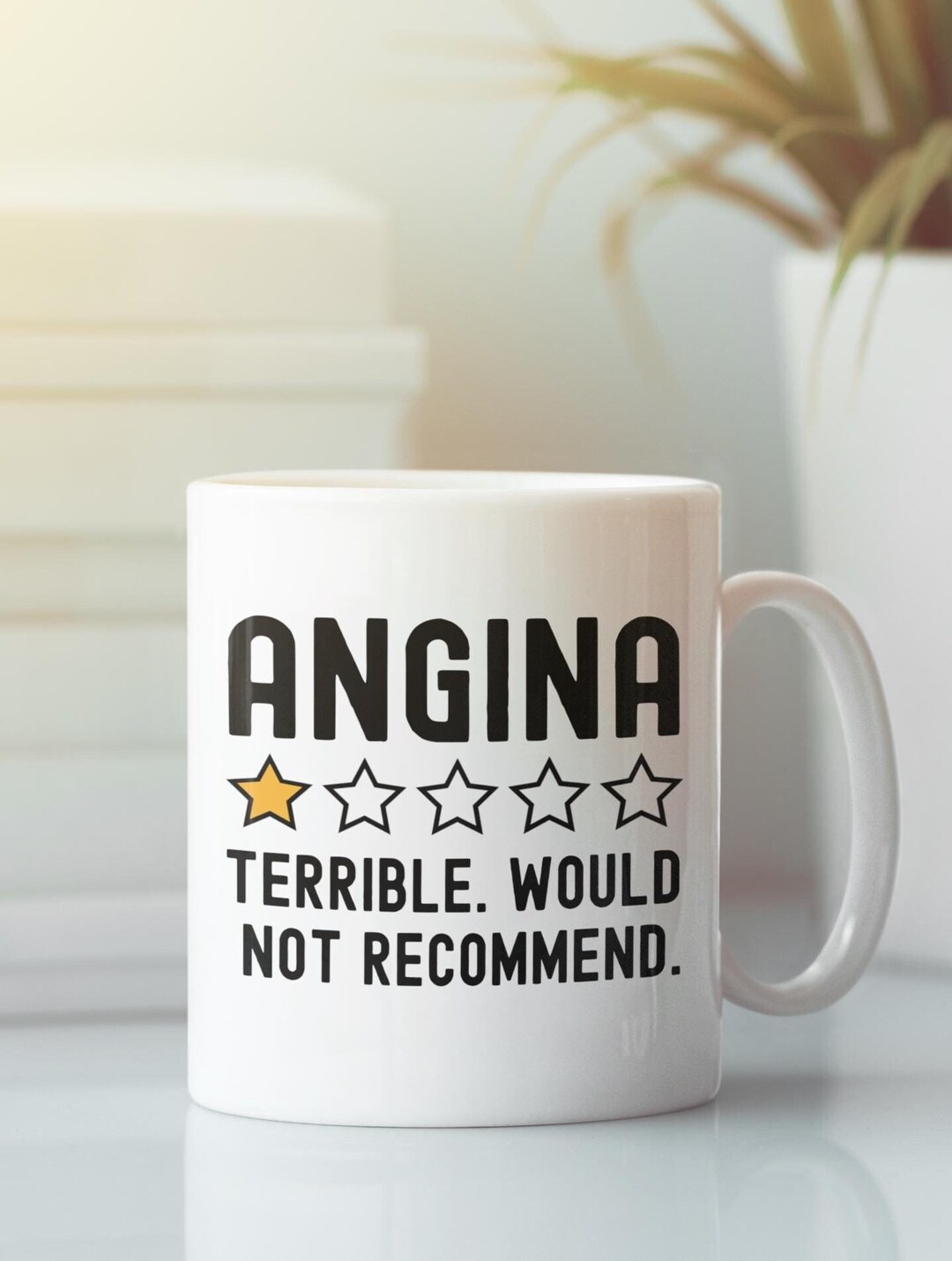 Angina Mug, Angina Gifts, Funny Heart Pain Coffee Cup, Zero Stars ...