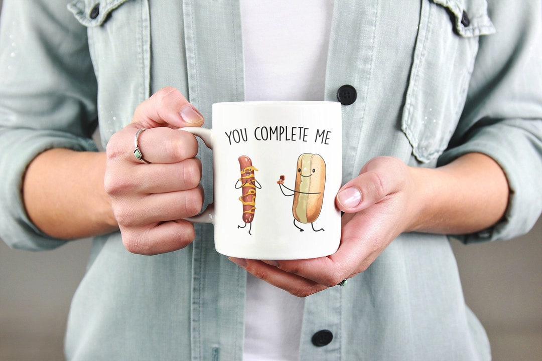 Hot Dog and Bun You Complete Me Mug, Hotdog Valentines Coffee Cup ...