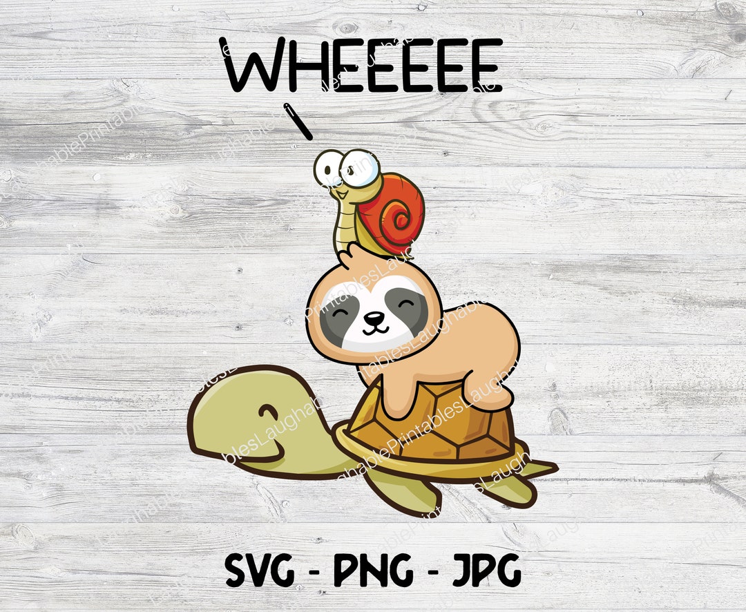 Sloth Riding a Turtle SVG, Snail Sloth Turtle Crafting File, Snail Png ...
