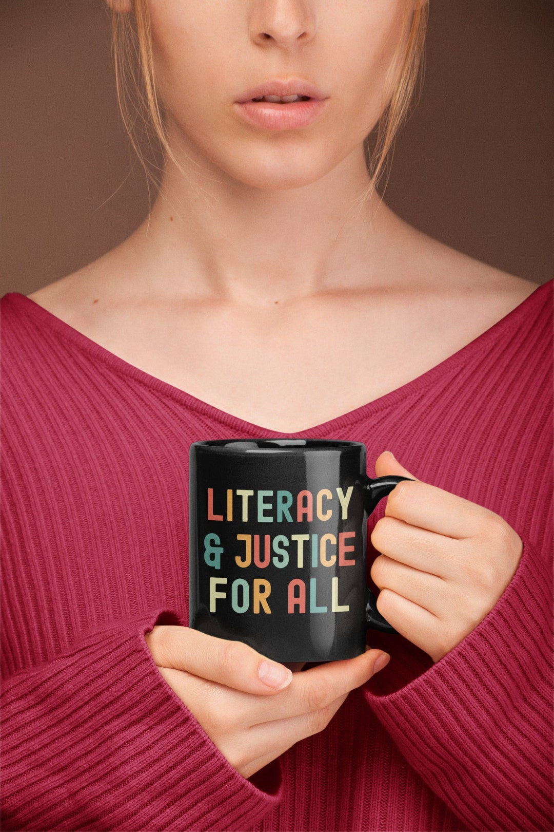 Literacy and Justice for All Mug, Librarian Gift, Literacy Education ...