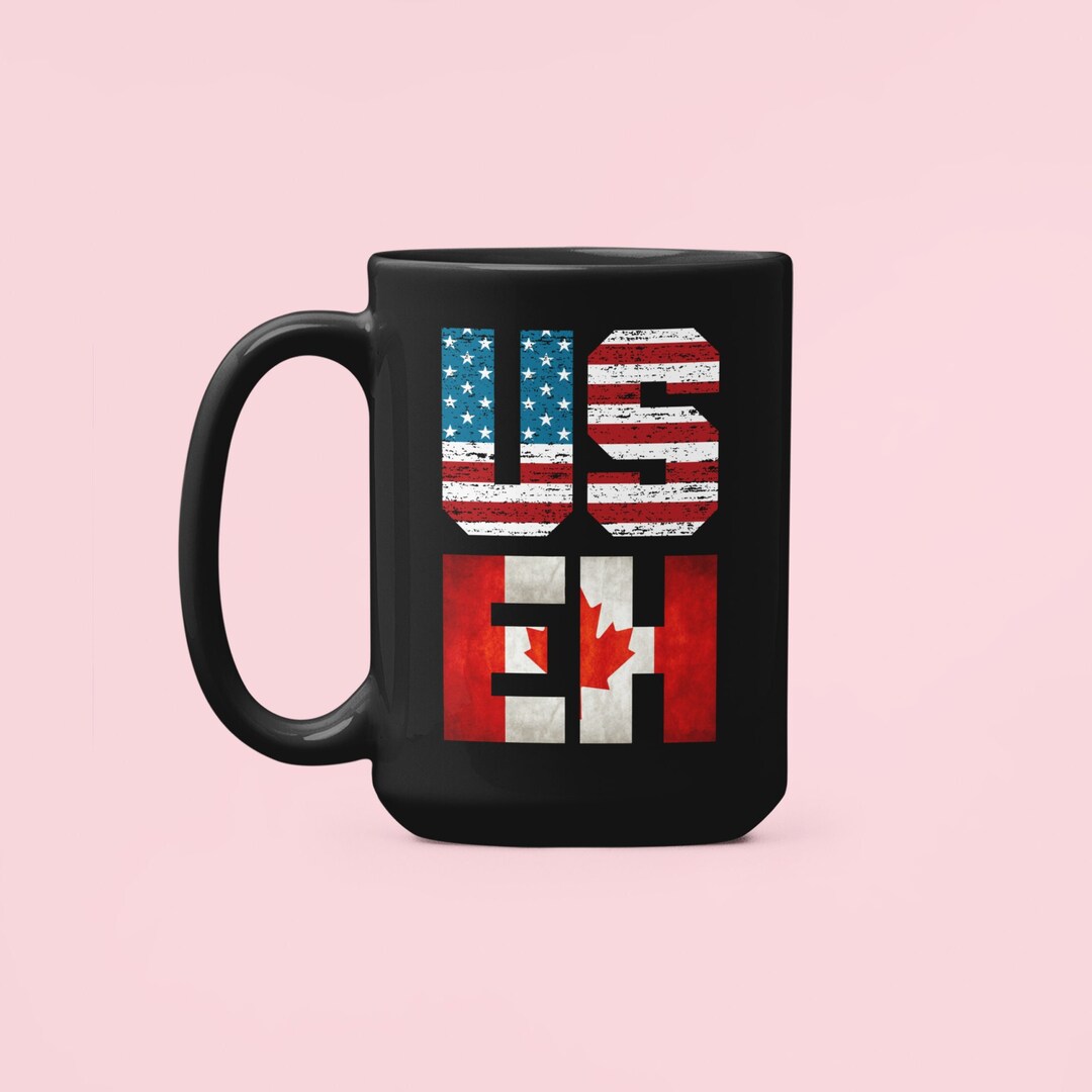 US EH Canada America Mug, Canadian American Flag Mug, Funny Canada US ...