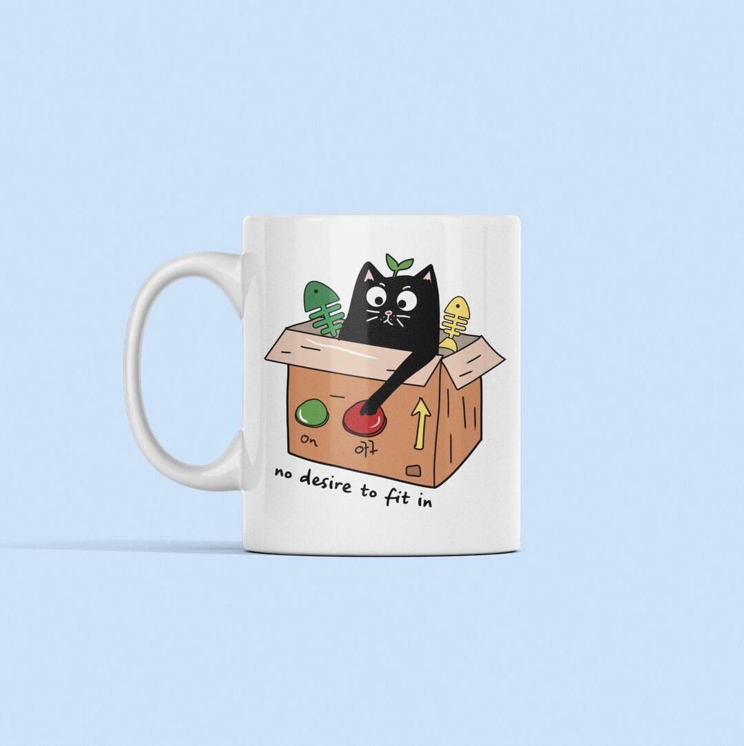 No Desire to Fit In, Cat in Box, Funny Introvert Gifts, Stand Out, Don ...