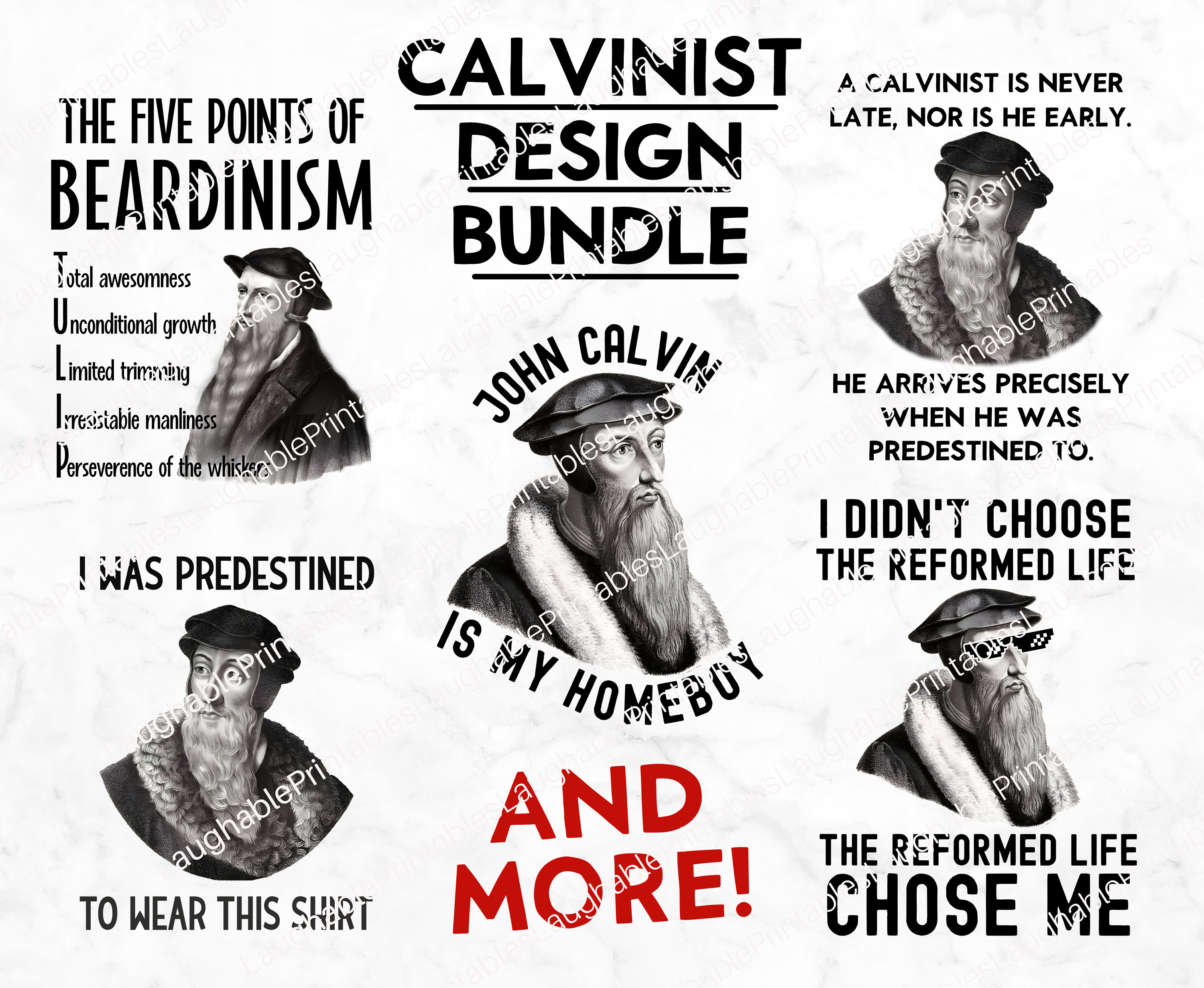 Calvinist Design Bundle, Funny John Calvin SVG Files, Reformed ...