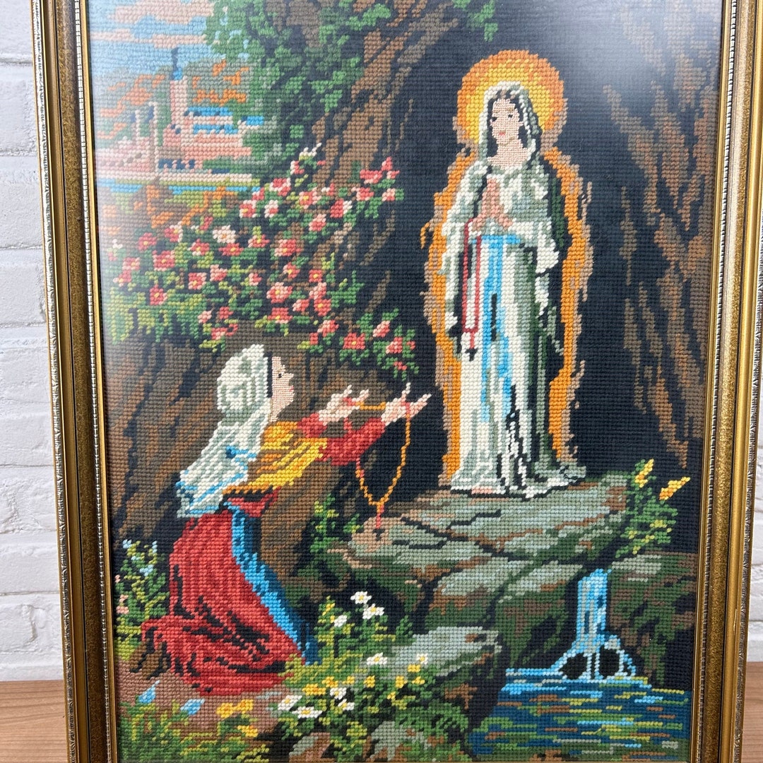 Holy Maria - Christian Embroidery - Cottonwork - Framed - Etsy