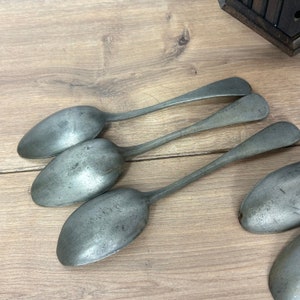 Antique Wooden Wall Display With 6 Old Tin Spoons. - Etsy