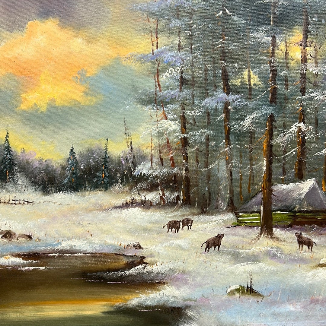 Howling Wolves Oil Painting by Egnar - Etsy