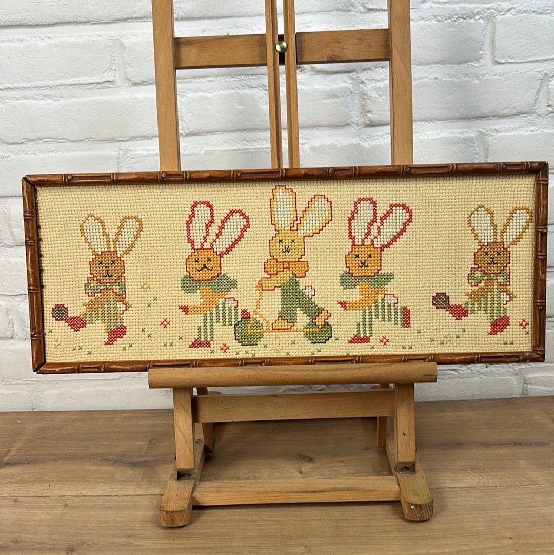 Bunnies Childrens Room Embroidery - Tapestry Rabbits - Patchwork ...
