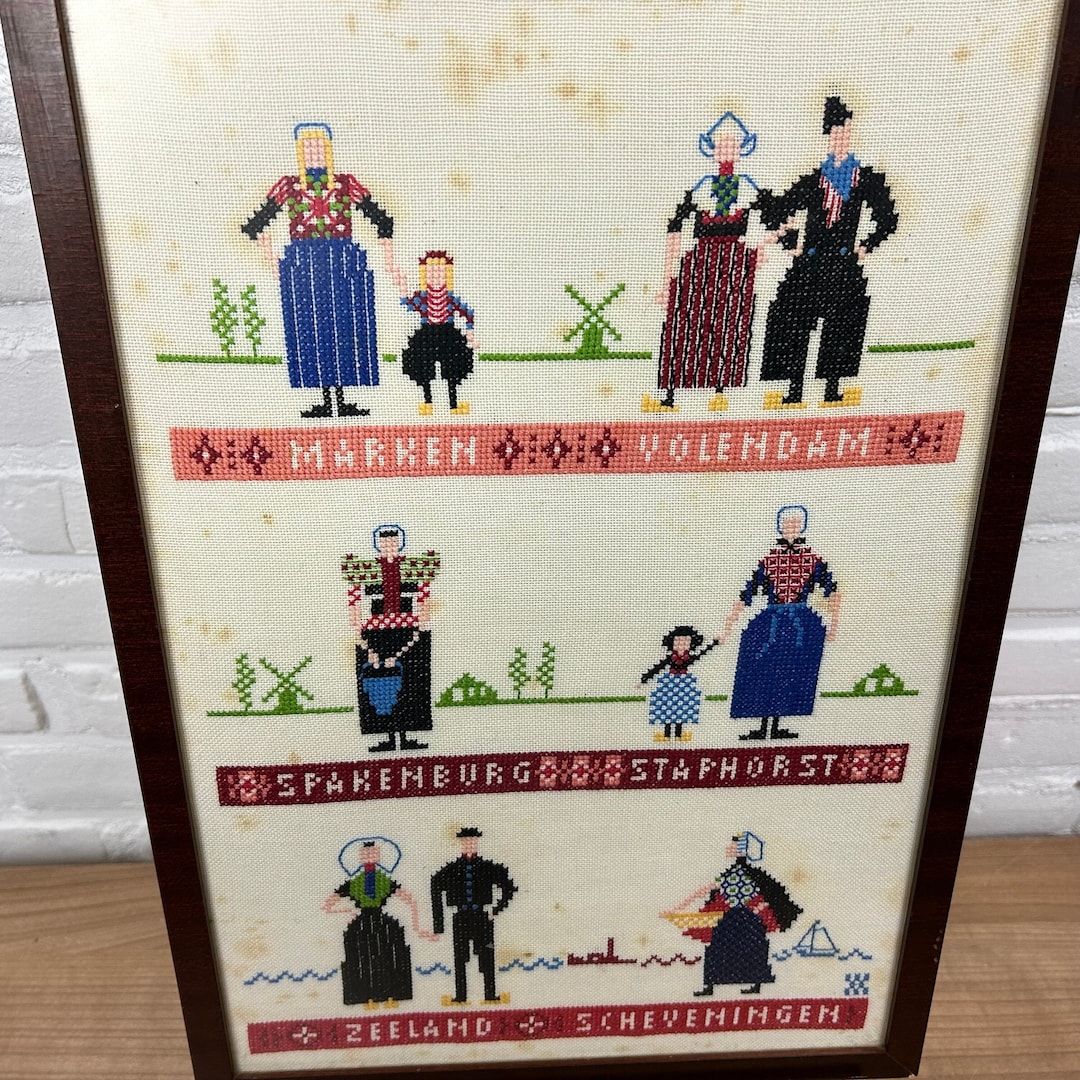 Dutch Traditional Clothing Embroidery Cottonwork From Holland Framed - Etsy