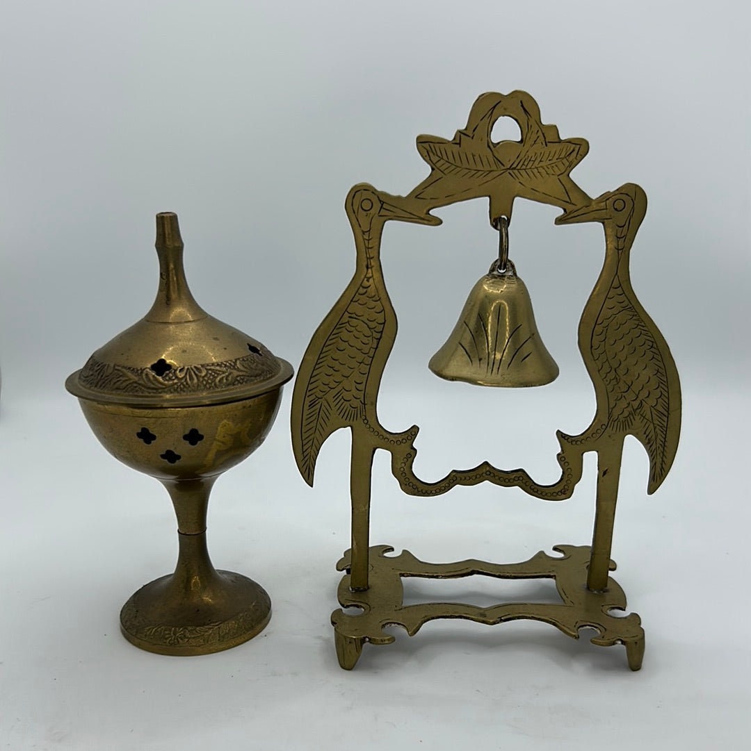 Copper Incense Burner and Engraved Bell - Etsy