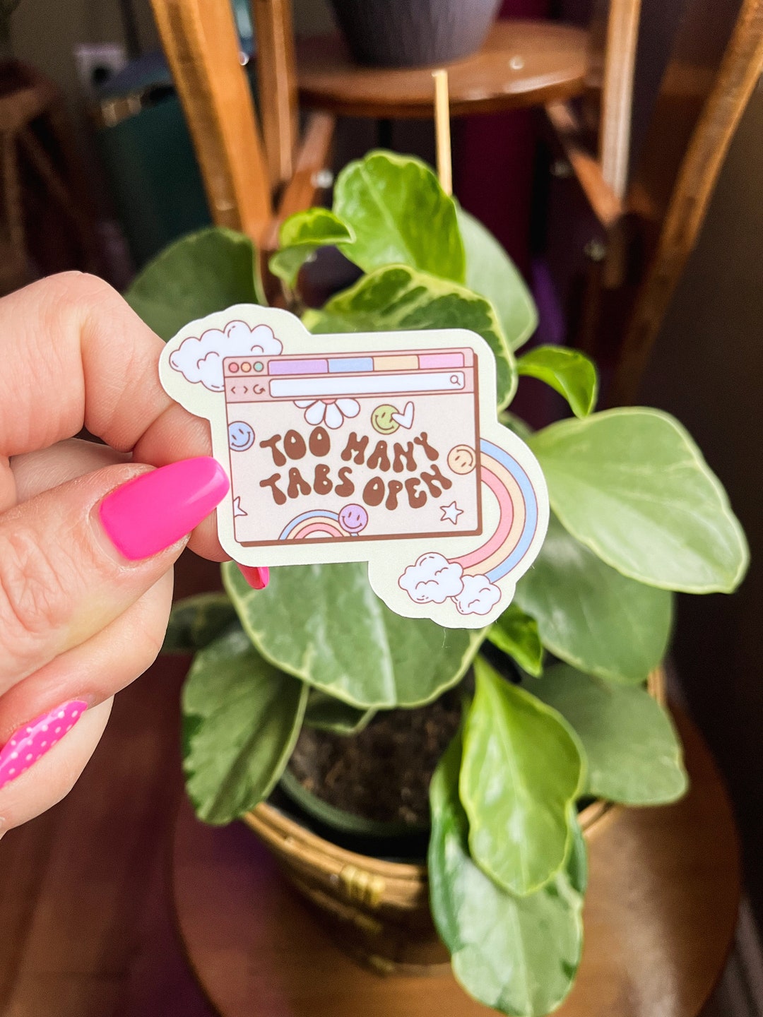 Too Many Tabs Open Sticker, Weather-proof Die-cut Vinyl Decal. Mental ...