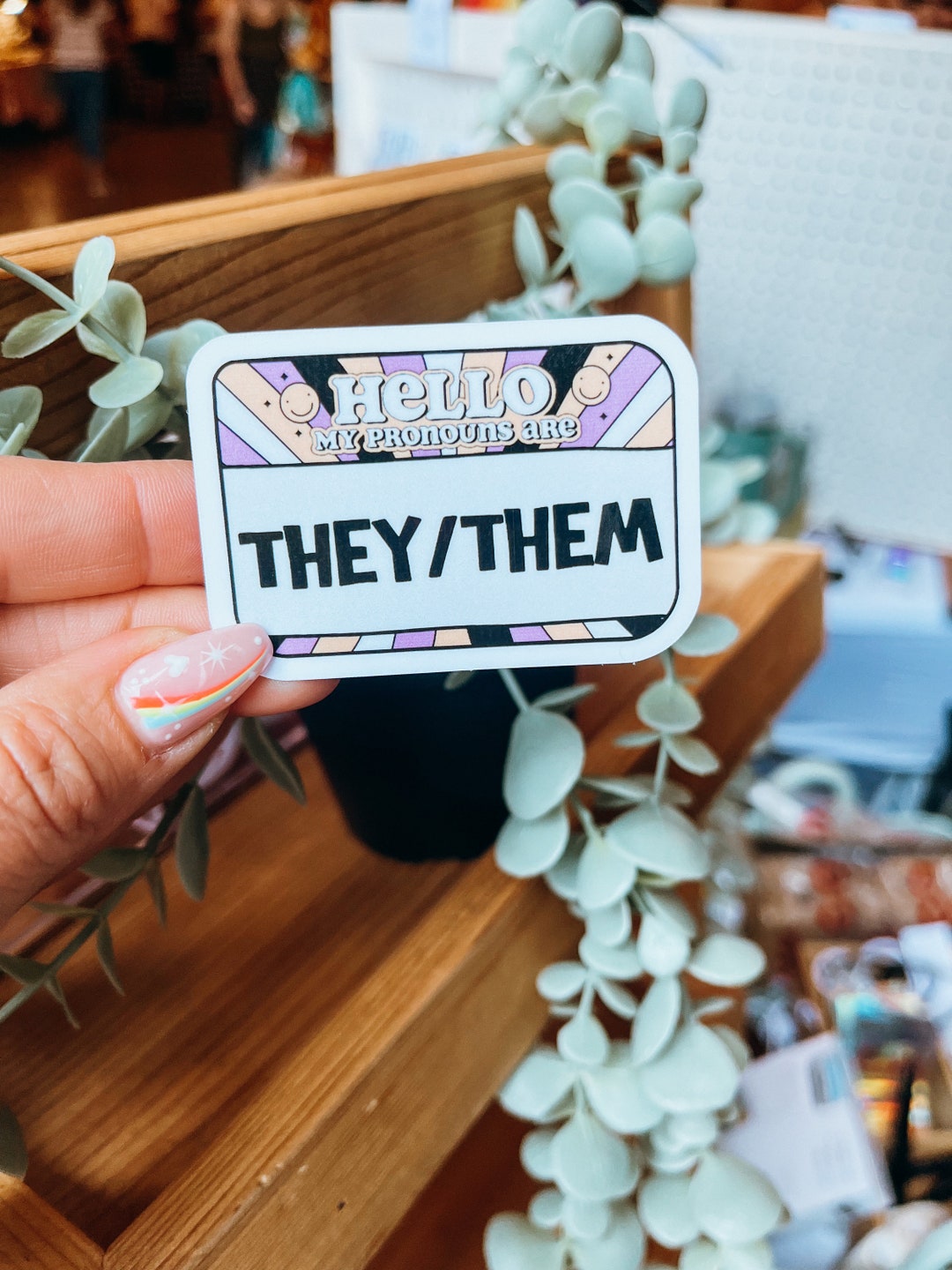 Hello, My Pronouns They/them Sticker, Water Bottle Sticker, Laptop ...