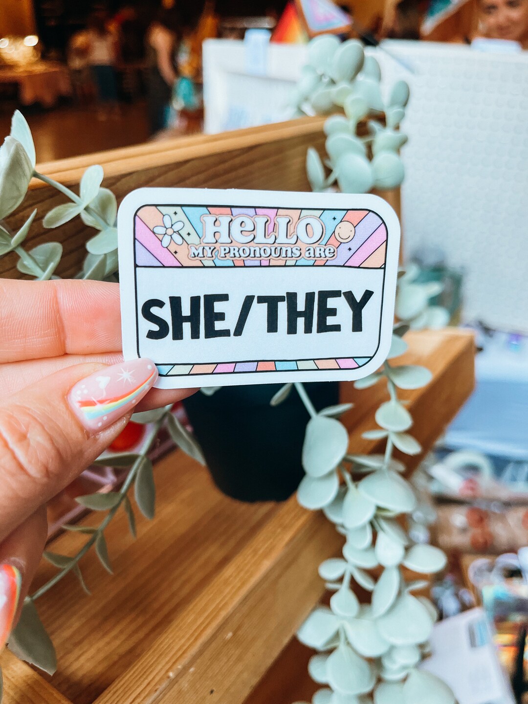 Hello, My Pronouns She/they Sticker, Water Bottle Sticker, Laptop ...