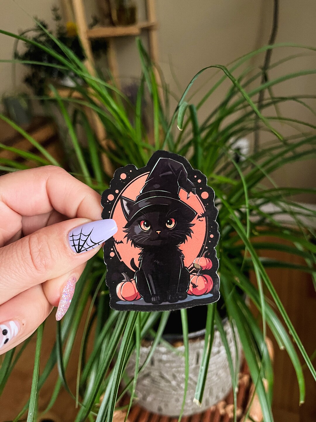 Spooky Witch Cat Sticker: Weatherproof Vinyl Decal - Etsy
