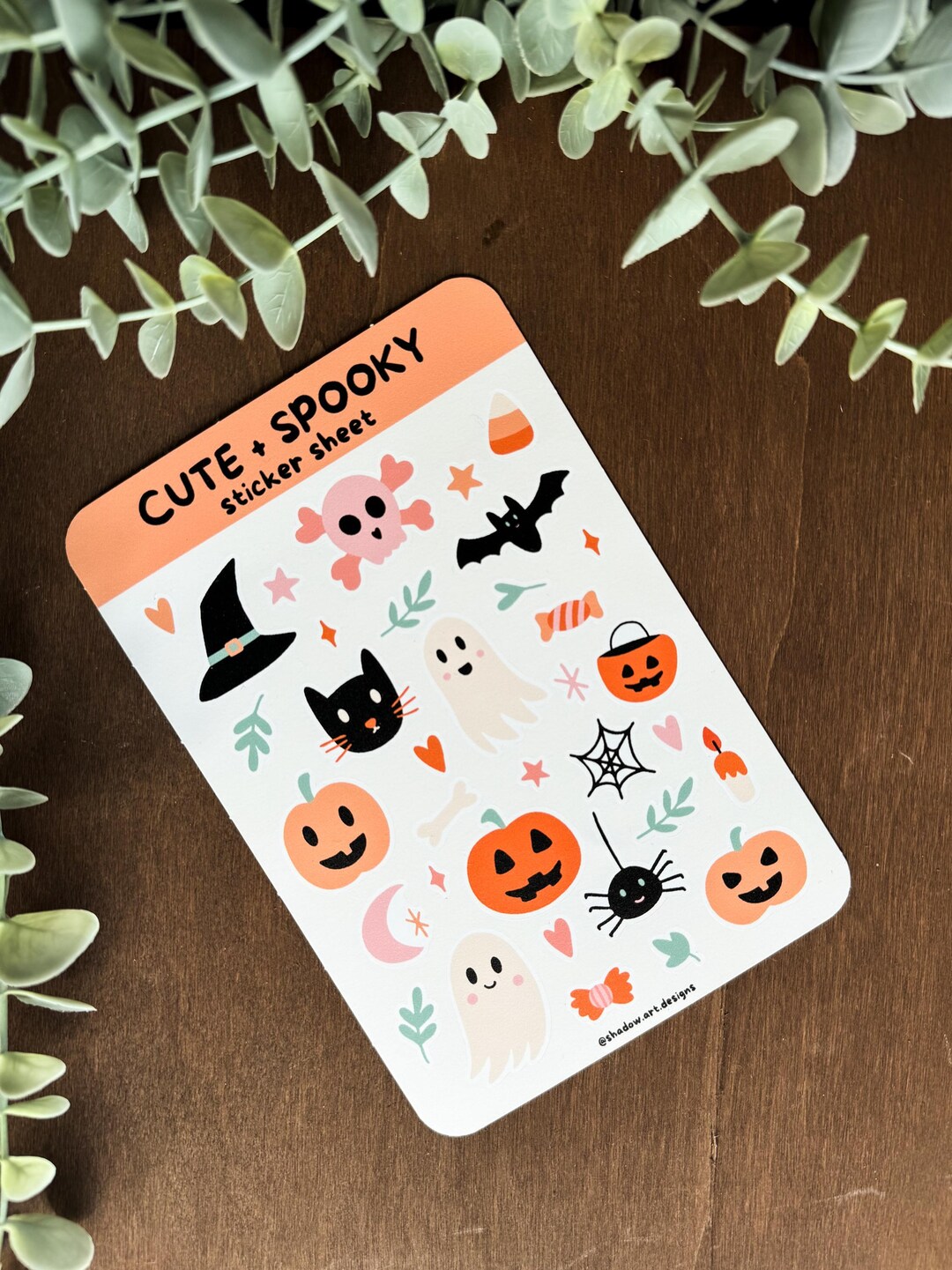 Cute + Spooky Stickersheet, Water Bottle Sticker, Planner Sticker ...